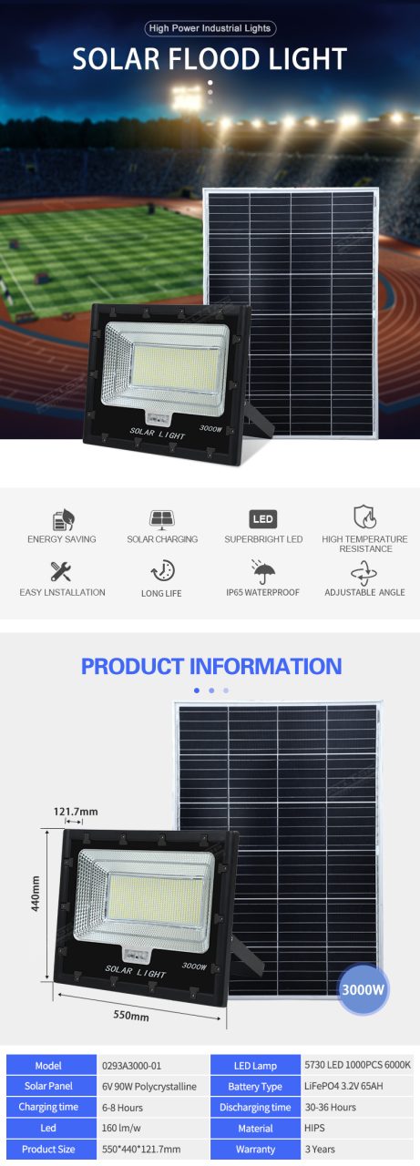 Reflector Solar LED 3000W - TXB Eco-Friendly
