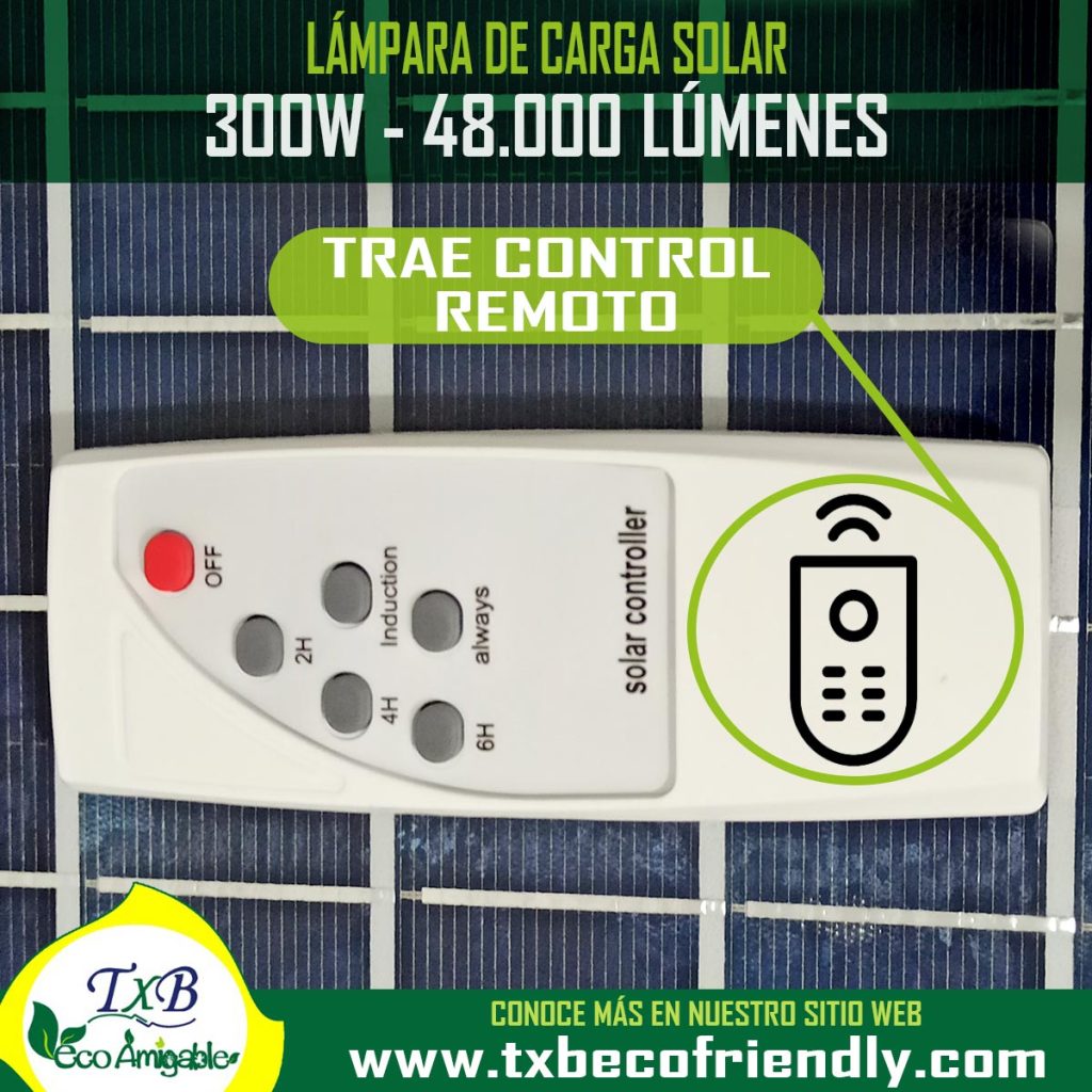 Lámpara Carga Solar LED 300W – TXB Eco-Amigable